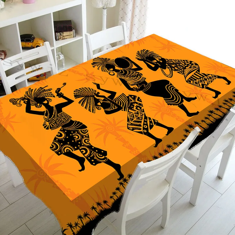 African-Aboriginal-Rectangular-Tablecloth-Indian-Primitive-Tribal-Dance ...