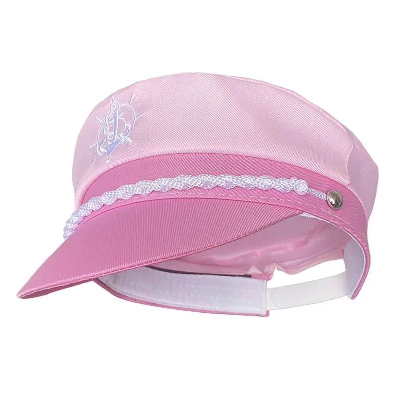 Navy-Hat-Flat-Top-Yacht-Vacation-Sailor-Captain-Hat-Women-s-Pink-Hat ...
