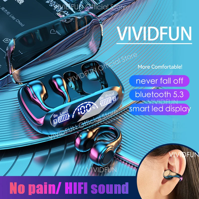 VIVIDFUN-Clip-ear-Anti-drop-Bluetooth-Earphones-HD-Calling-Wireless ...