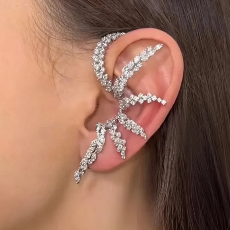 Unique-Full-Cubic-Zircon-Flower-Ear-Cuff-Stud-Earring-for-Women-Claw ...