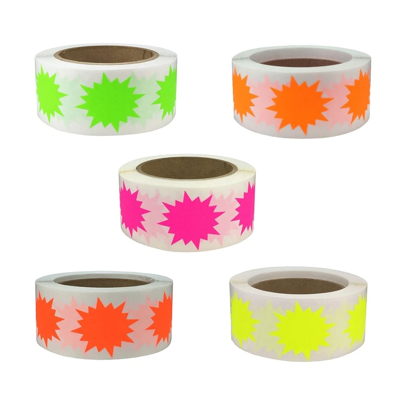 500-Pcs-Fluorescent-Color-Label-Stickers-Serrated-Explosion-Label-Self ...