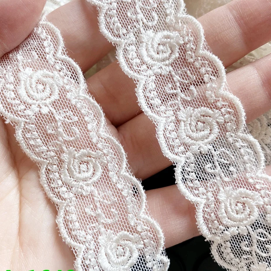 5yards/lot 2.3cm Black/White/beige Rayon/coton Crocheted Edge Rose ...