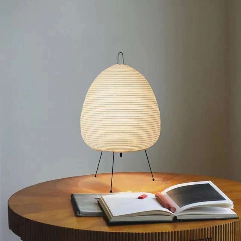 Japanese Style LED Rice Paper Desk Lamp Tricolor Dimming Home Art ...