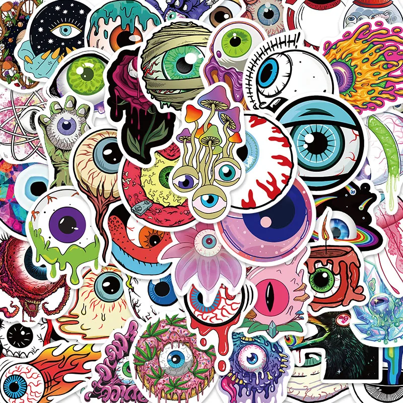 10/50PCS Goth horror eyeball Graffiti Vinyl Decals for Laptop Fridge ...