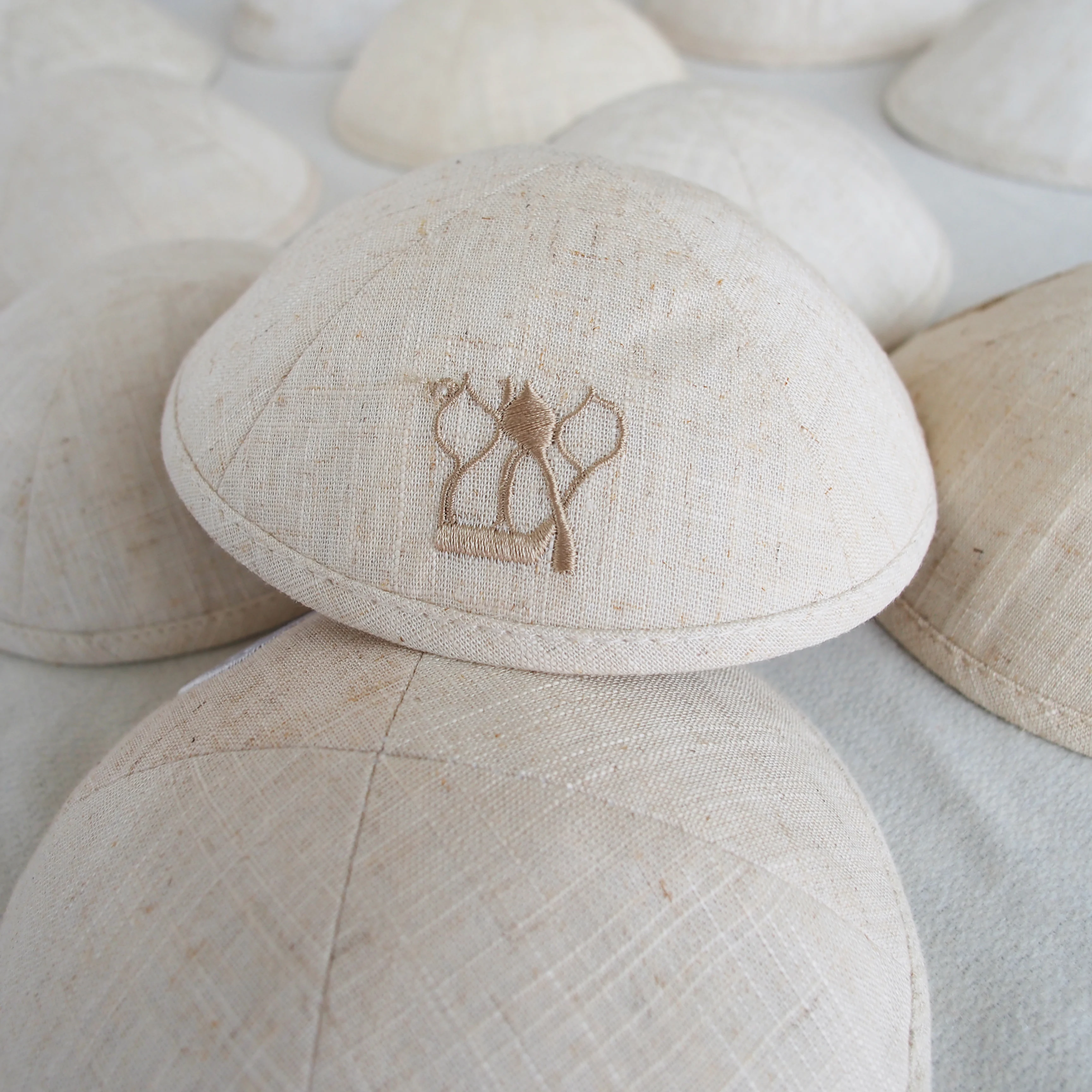 Custom embroidery linen kippah Jewish Ahava customize kippot for ...