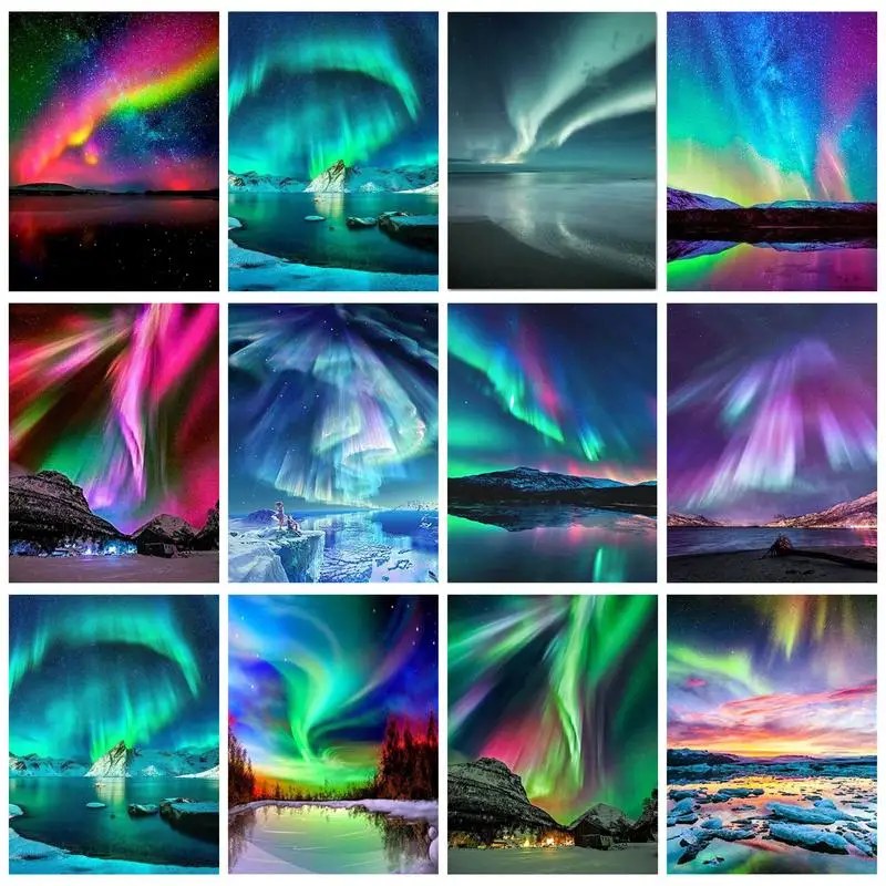 GATYZTORY-Oil-Painting-By-Numbers-Diy-Gift-Coloring-On-Number-Aurora ...