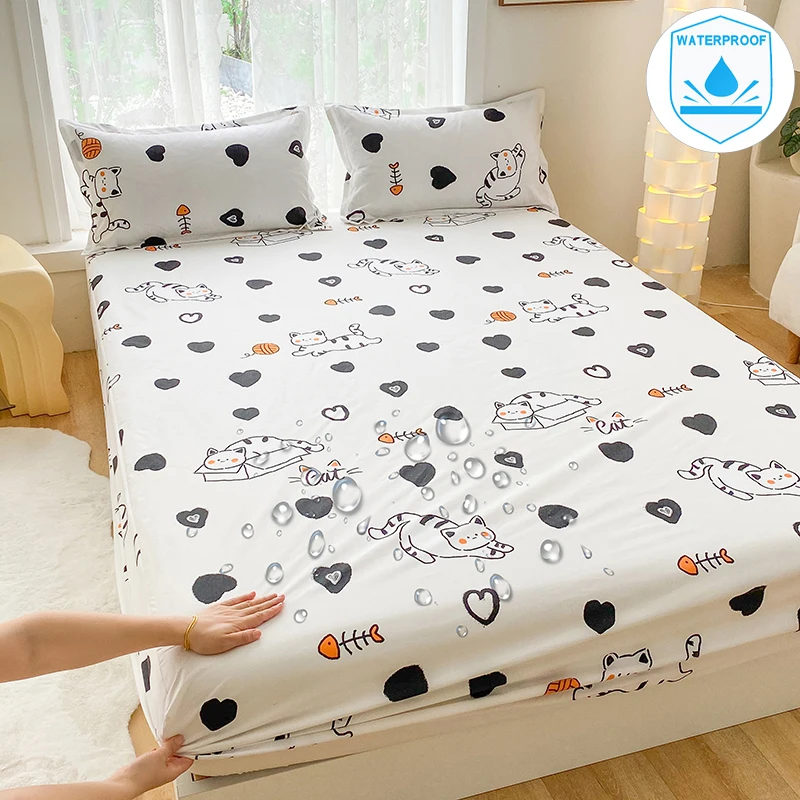 Waterproof-Bed-Fitted-Sheet-with-Cartoon-Prints-Bedwetting-by-Children ...