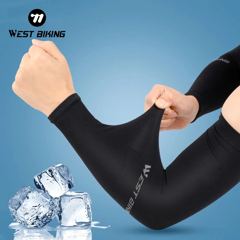 WEST BIKING Summer Arm Sleeves Breathable Icy Fabric UV Protection High ...