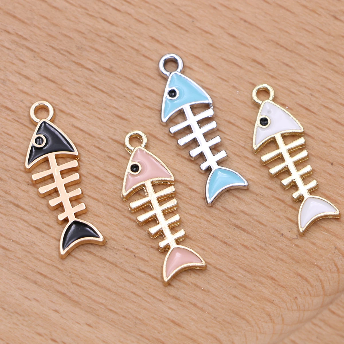 10Pcs-Gold-Plated-Enamel-Fish-Bone-Charm-Pendant-for-Jewelry-Making ...