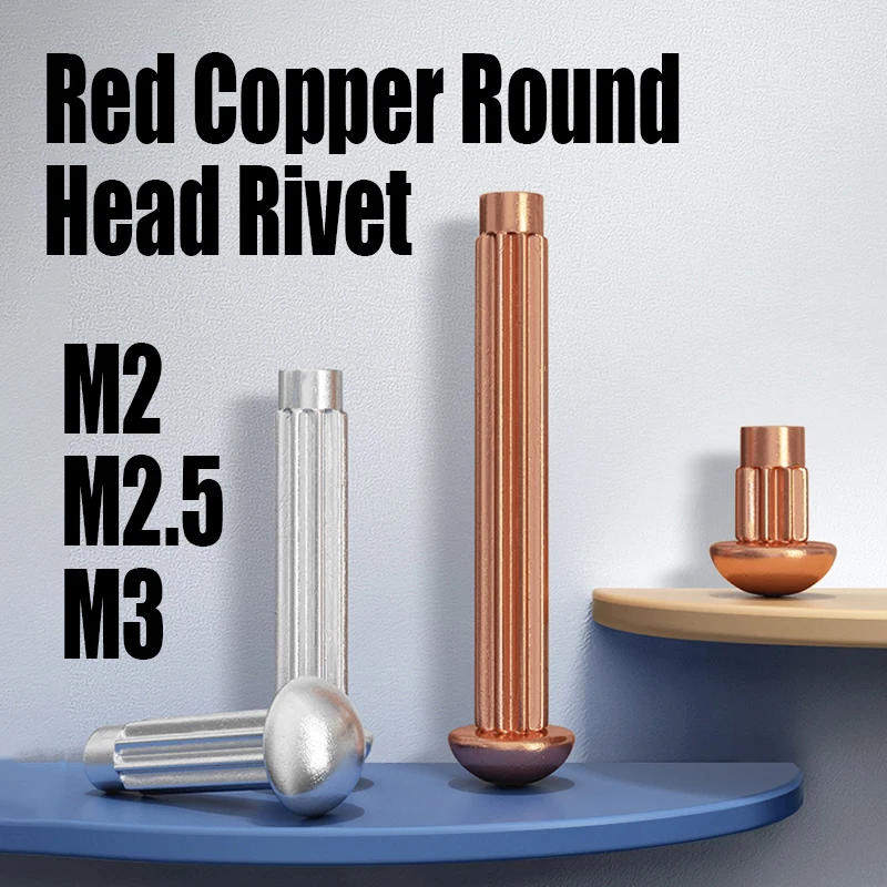 30PCS-M2-M2-5-M3-Red-Copper-Round-Head-Rivet-Nameplate-Rivet-Knurled ...