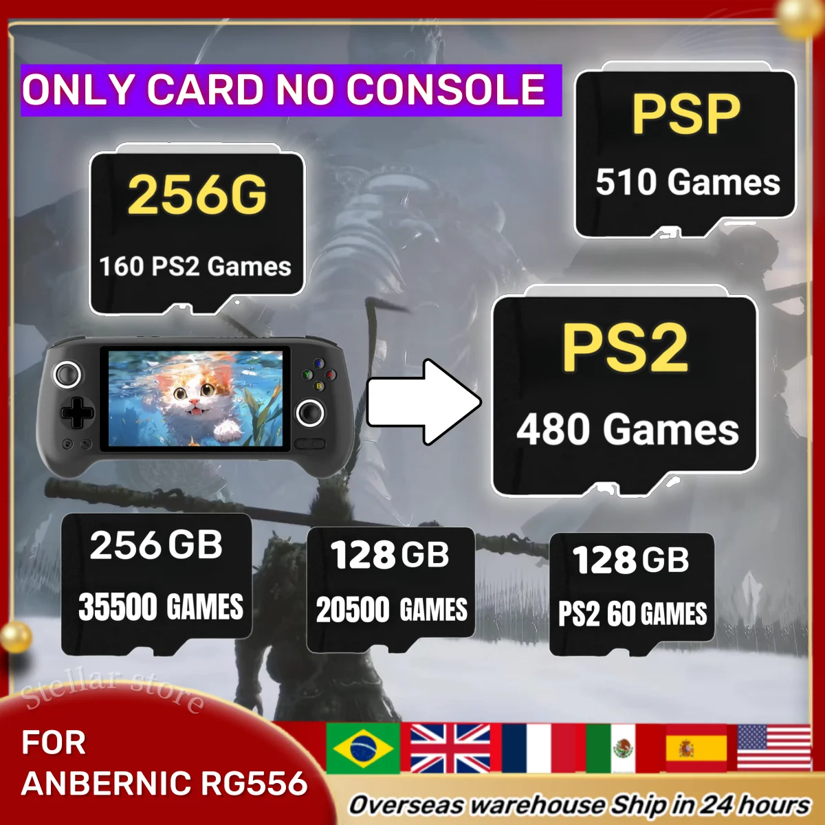 PARA LA CONSOLA DE JUEGOS PORTÁTIL PS2 ANBERNIC RG556, TARJETA DE MEMORIA TF, TARJETA SD, 80000 ...