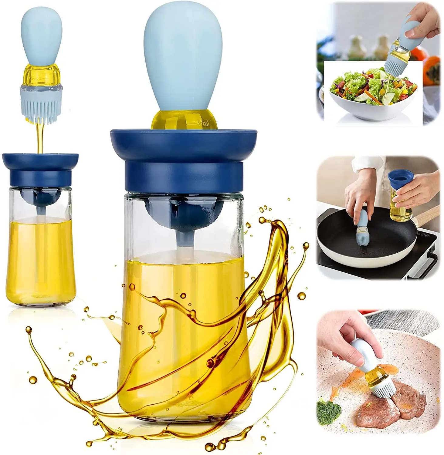 Oil Bottle Oil Brush 2 In 1 Kitchen Baking Barbecue Grill Oil Brush ...