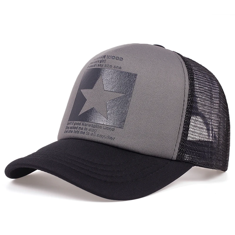 New five-pointed star printed baseball cap spring summer breathable net ...