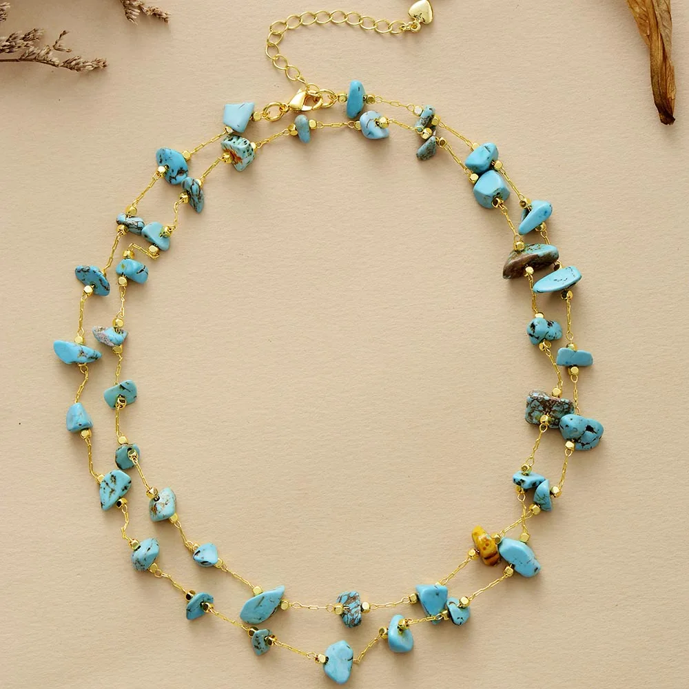 Etenal-Gold-Plated-Turquoises-Rose-Quartzs-Chains-Layered-Statement ...
