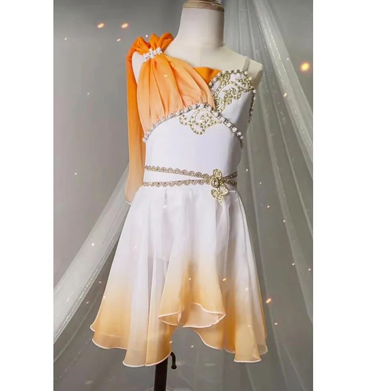 Woman-Orange-White-Cupid-Variation-Ballet-Costumes-Gradual-Chiffon ...