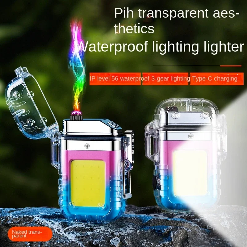 New Transparent Waterproof Lighter Windproof Lighter Plasma Double Arc ...