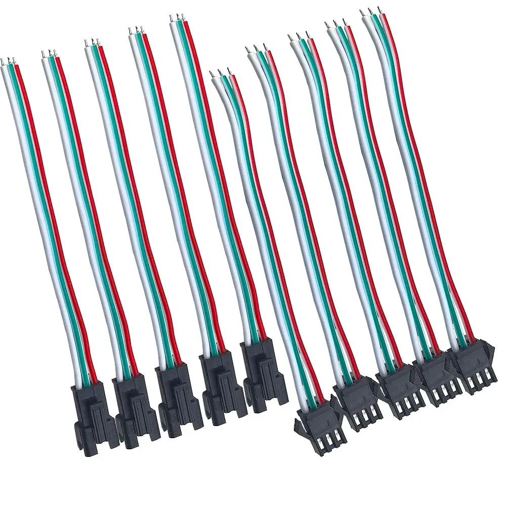 3 Pin JST SM Male Female Plug Connector Cable For WS2812B WS2812 WS2811 ...
