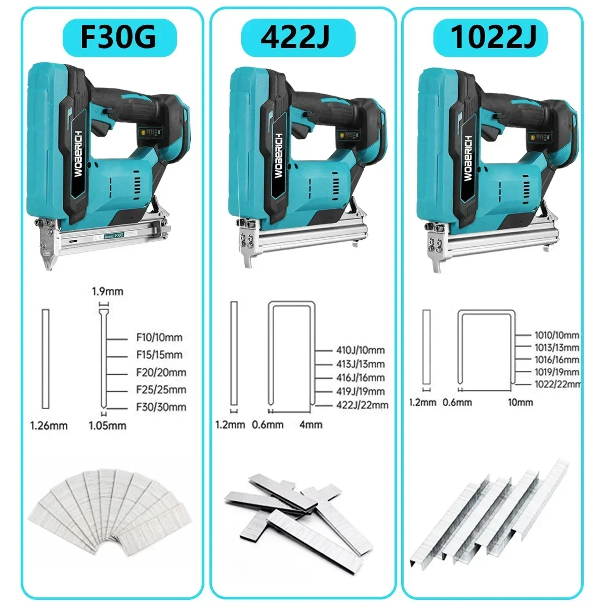 WOBERICH Brushless Cordless Electric Nail Gun 422J U Stapler Nailer ...