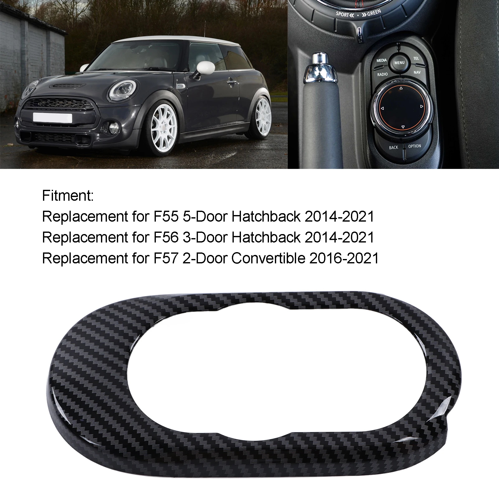 For-Mini-Cooper-F55-F56-F57-2014-2021-Multimedia-Button-Frame-Carbon ...