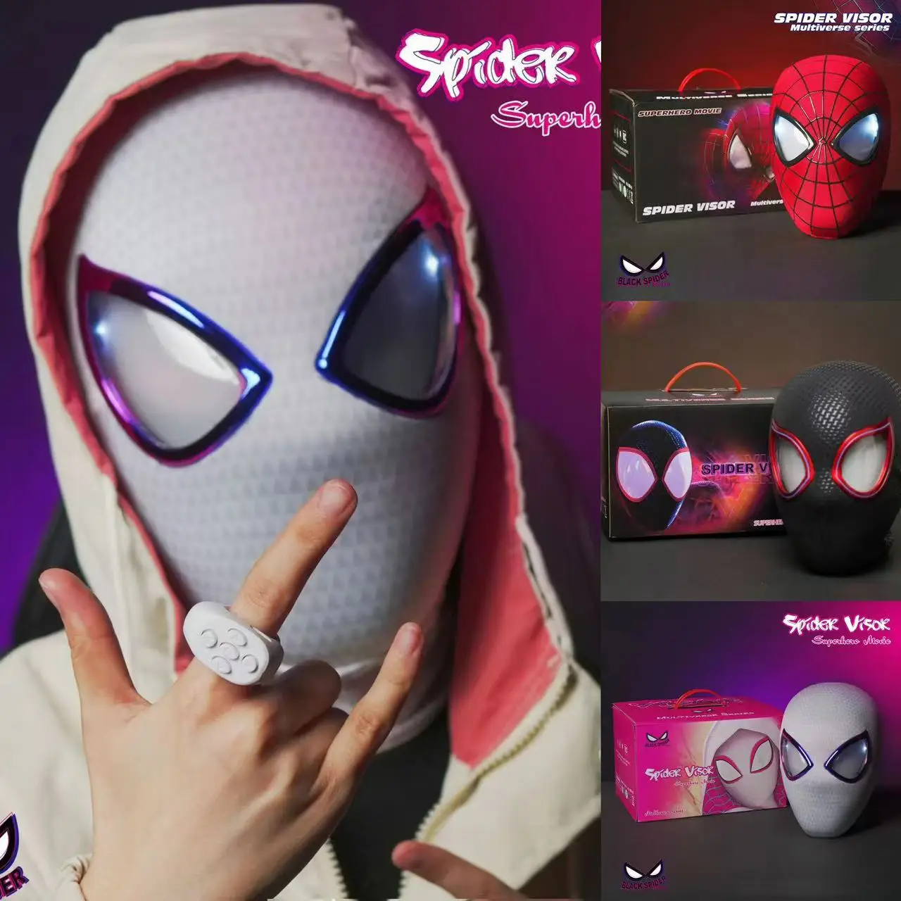 Remote-Control-Gwen-Spiderman-Headgear-Cosplay-Mask-Moving-Eyes ...