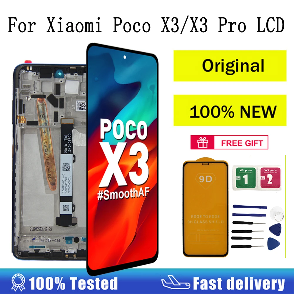 6.67" Original LCD For Xiaomi POCO X3 LCD Display Touch Screen Digitizer Assembly For POCO X3 ...