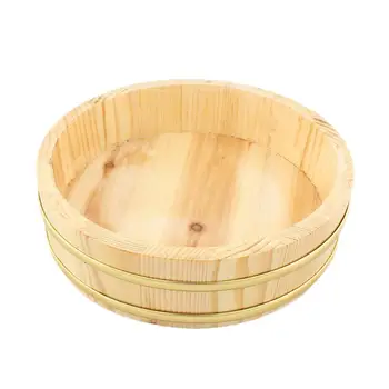 Rice Sushi Bowl Wooden Tub Mixing Bucket Wood Oke Hangiri Making Barrel ...