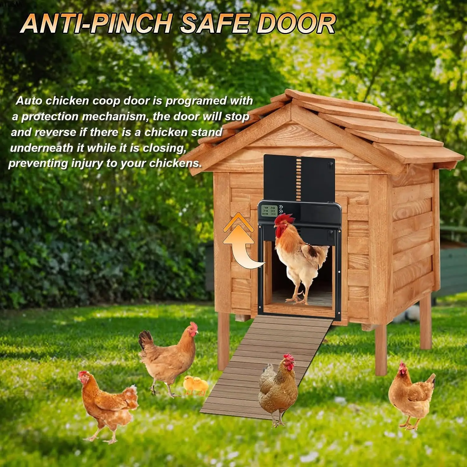 ATUBAN Automatic Chicken Coop Door,Aluminum Weatherproof Coops Door ...