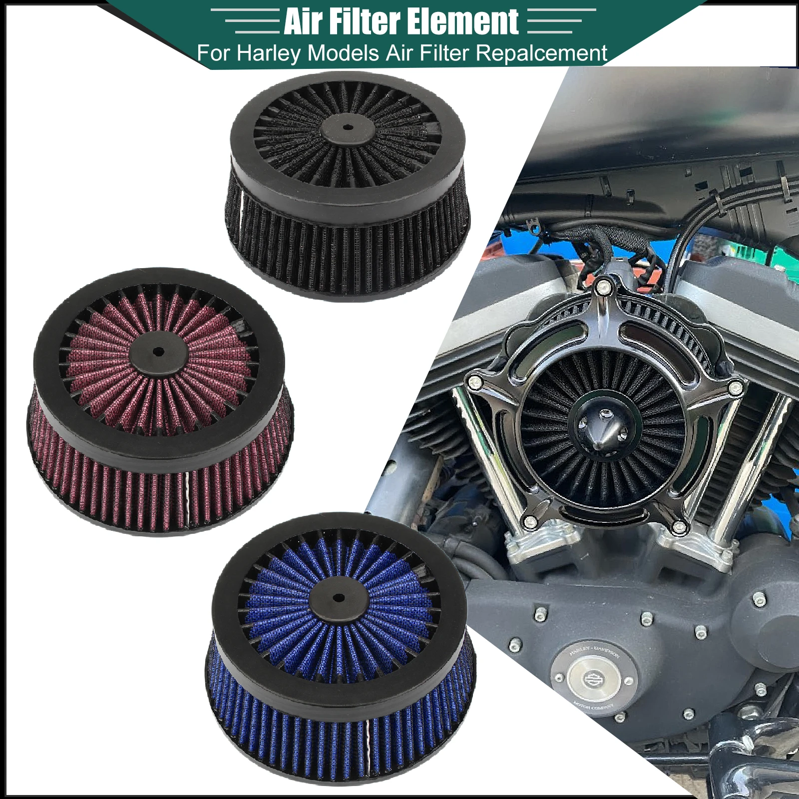 Air Filter Core Motorcycle Air Cleaner Intake Replacement Element for ...