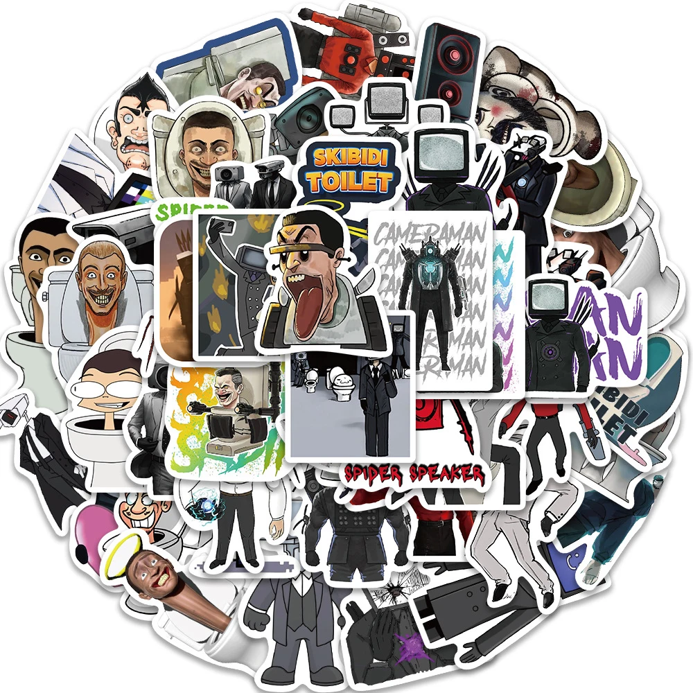 10-30-50pcs-Spoof-Skibidi-Toilet-Game-Stickers-Cool-Cartoon-Graffiti ...