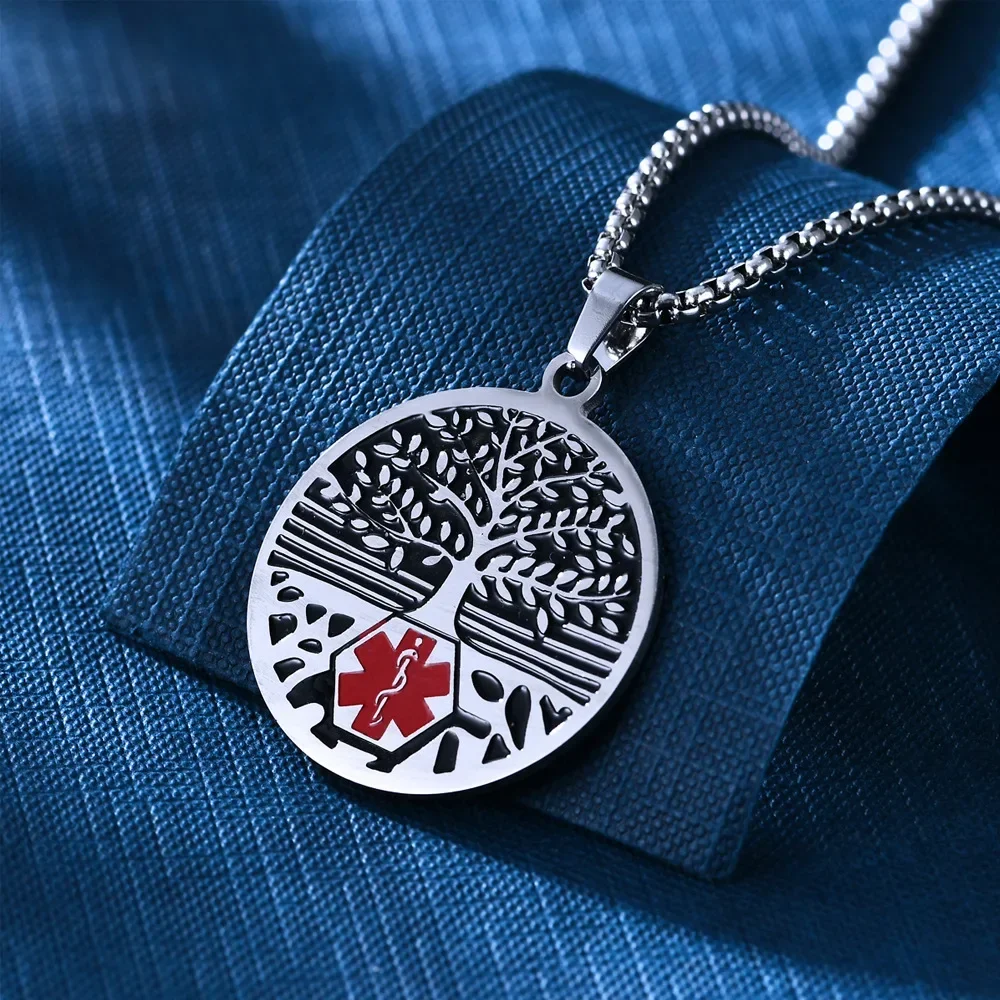 Tree-of-Life-Medical-Alert-Pendant-Necklaces-for-Men-Woman-Stainless ...
