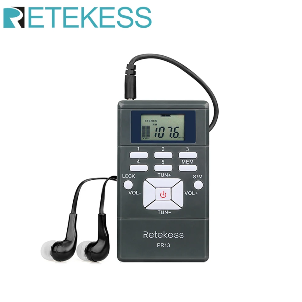 RETEKESS PR13 Mini Radio FM Portable Radios on Batteries Clock Pocket ...