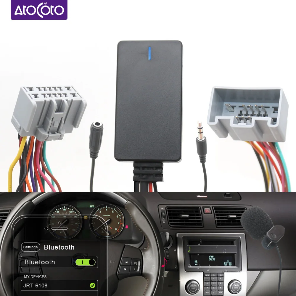 Car Bluetooth 5.0 Wireless Phone Call Handsfree AUX In Adapter for ...