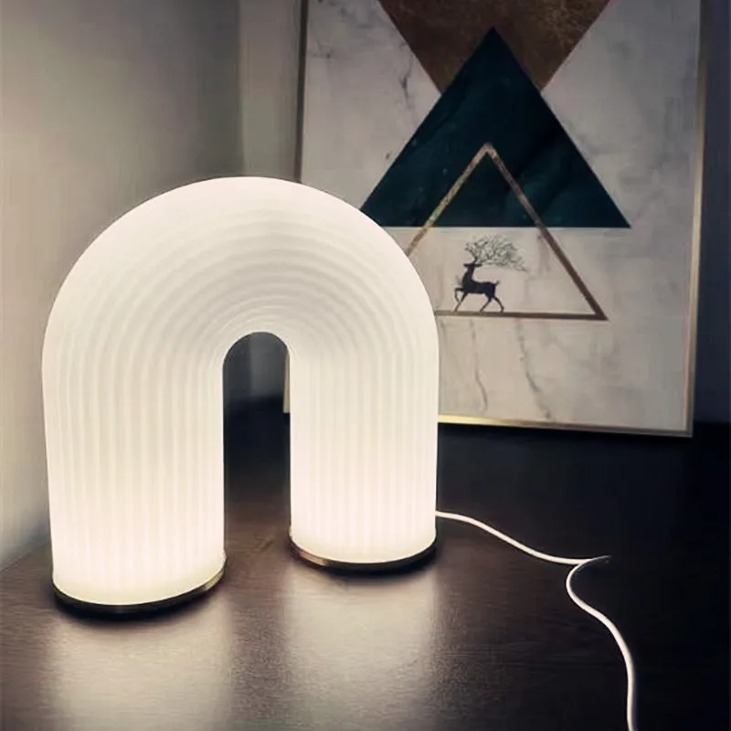 Creative-U-shape-cream-wind-simple-desktop-LED-table-lamp-bedroom-bed ...