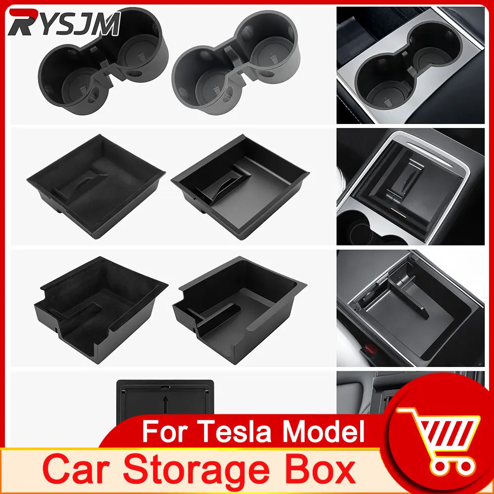 AD-Storage-Box-For-Tesla-Model-3-Y-Center-Control-Storage-Box-Flocking ...