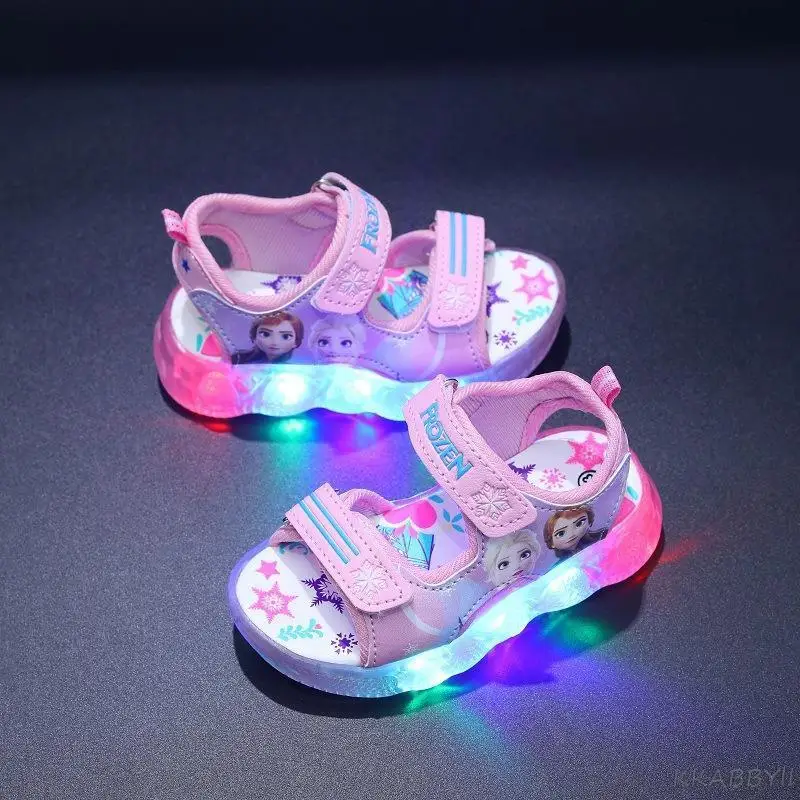 Summer-Baby-Girls-LED-Light-Sandals-Cartoon-Frozen-Anna-Elsa-Princess ...