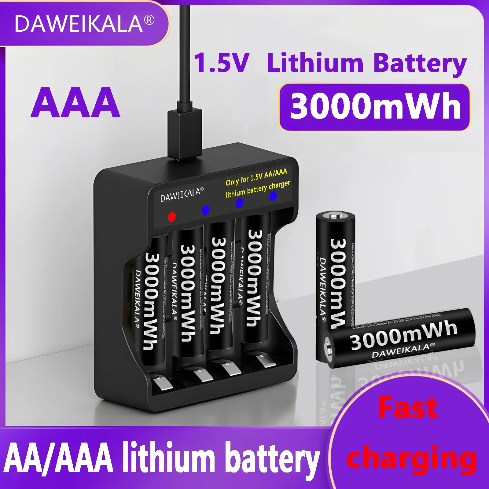 New-AAA-Battery-1-5V-Li-Ion-AAA-Rechargeable-Battery-3000mWh-High ...
