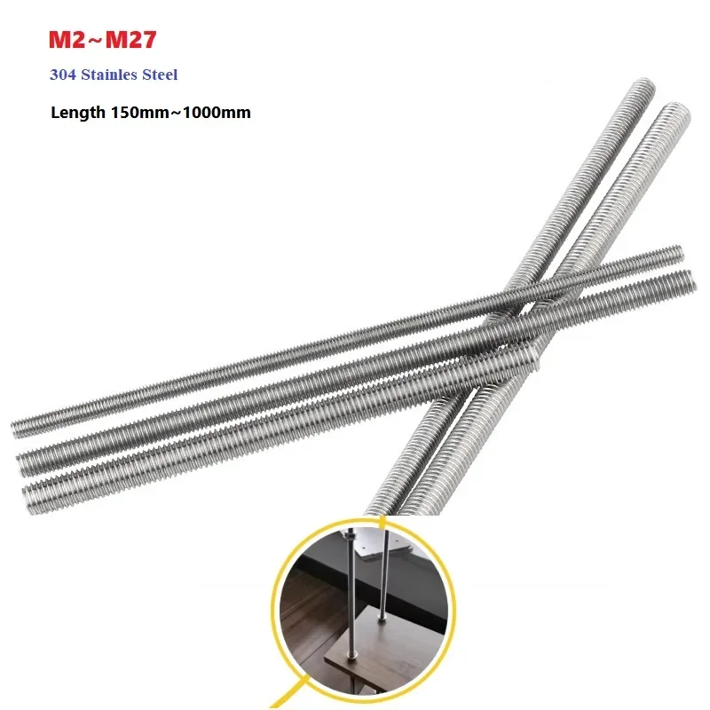 1pcs Diameter M2 to M27 Full Threaded Bar 304 Stainles Steel Fully ...