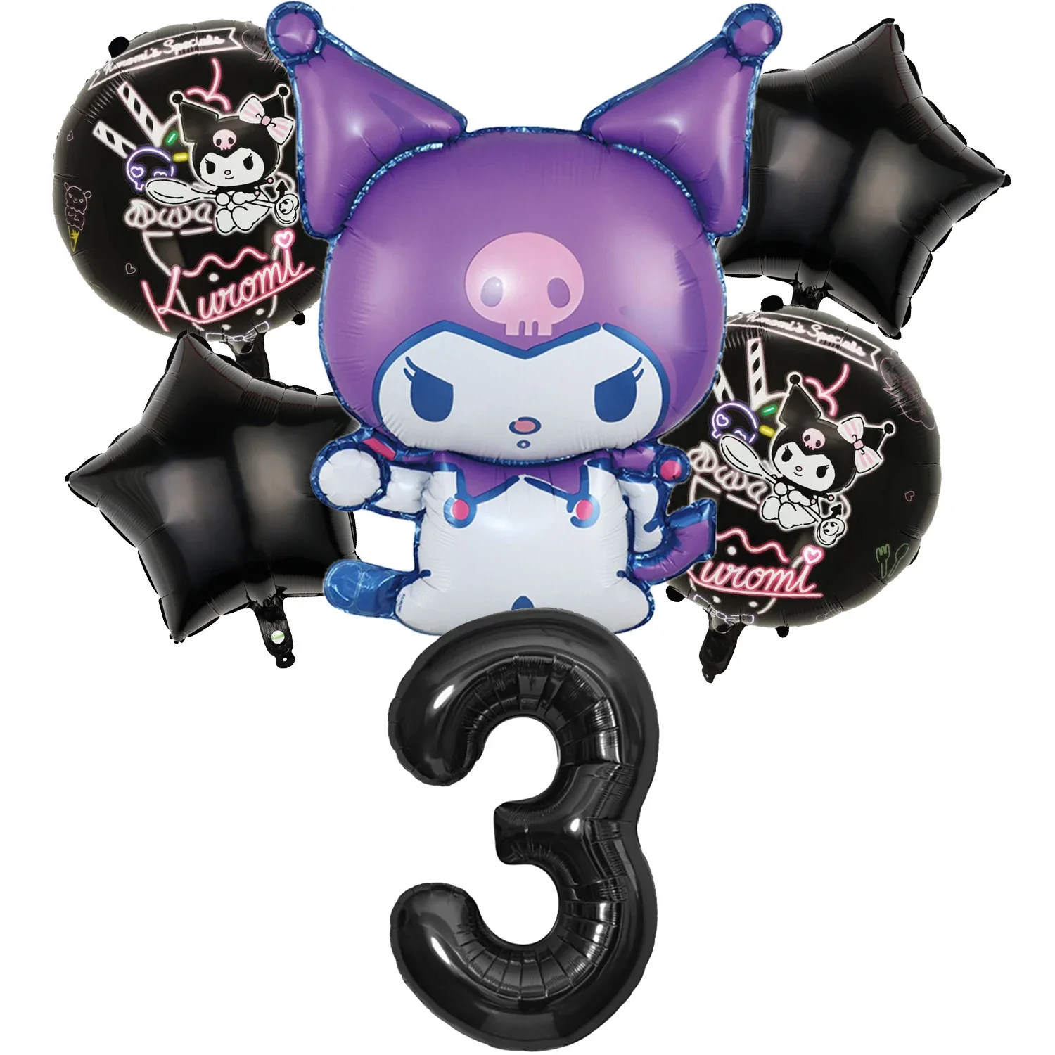 Kuromi-Conjunto de globos de cumpleaños para niñas, decoración de ...