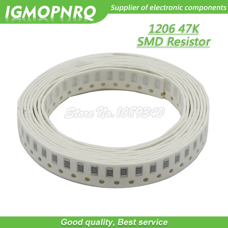 100PCS 1206 SMD Resistor 1% 47K ohm chip resistor 0.25W 1/4W 473 ...