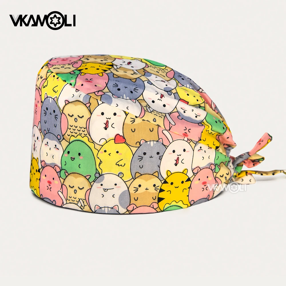 Cute cartoon animal printing surgical cap laboratory work cap Female ...