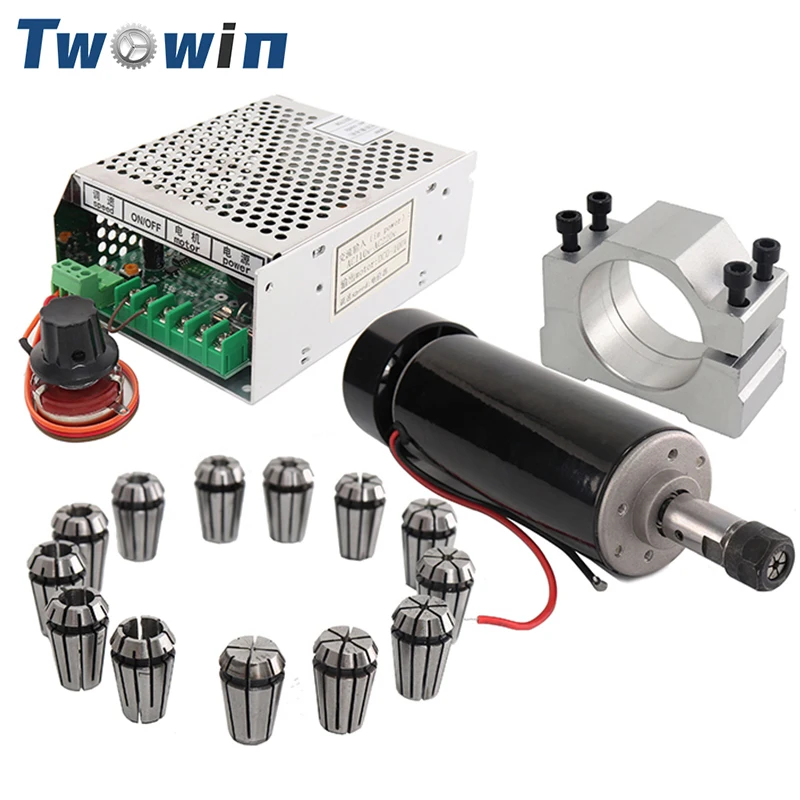 500W-CNC-Spindle-Motor-kit-0-5kw-Air-Cooled-Spindle-52mm-Clamps-Power ...