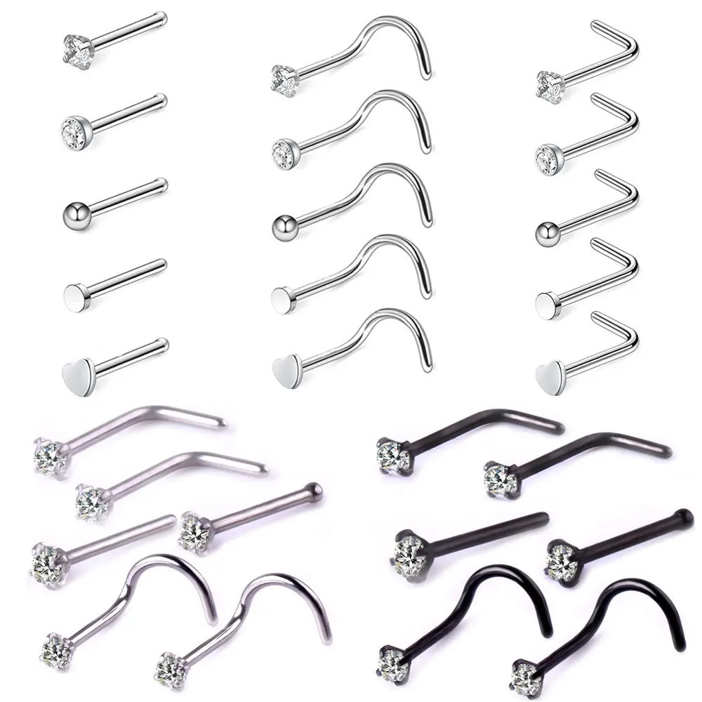 Stainless Steel Nose Rings Lot | Stainless Steel Nose Ring Set | Nose ...