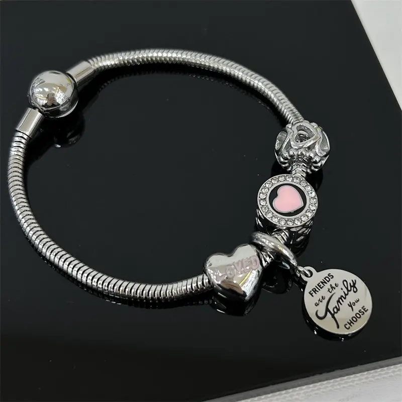 Fashion-jewelry-diy-bead-bracelet-Hollow-heart-engraved-family-pendant ...