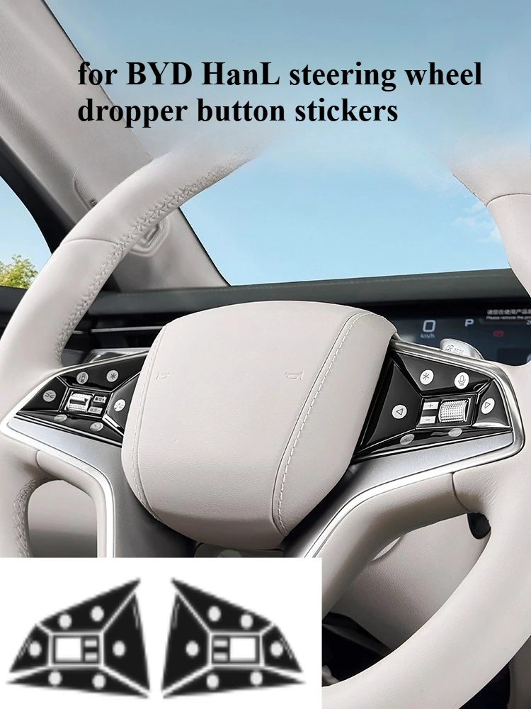 for BYD Han L DMI steering wheel button stickers, EV drip protective ...