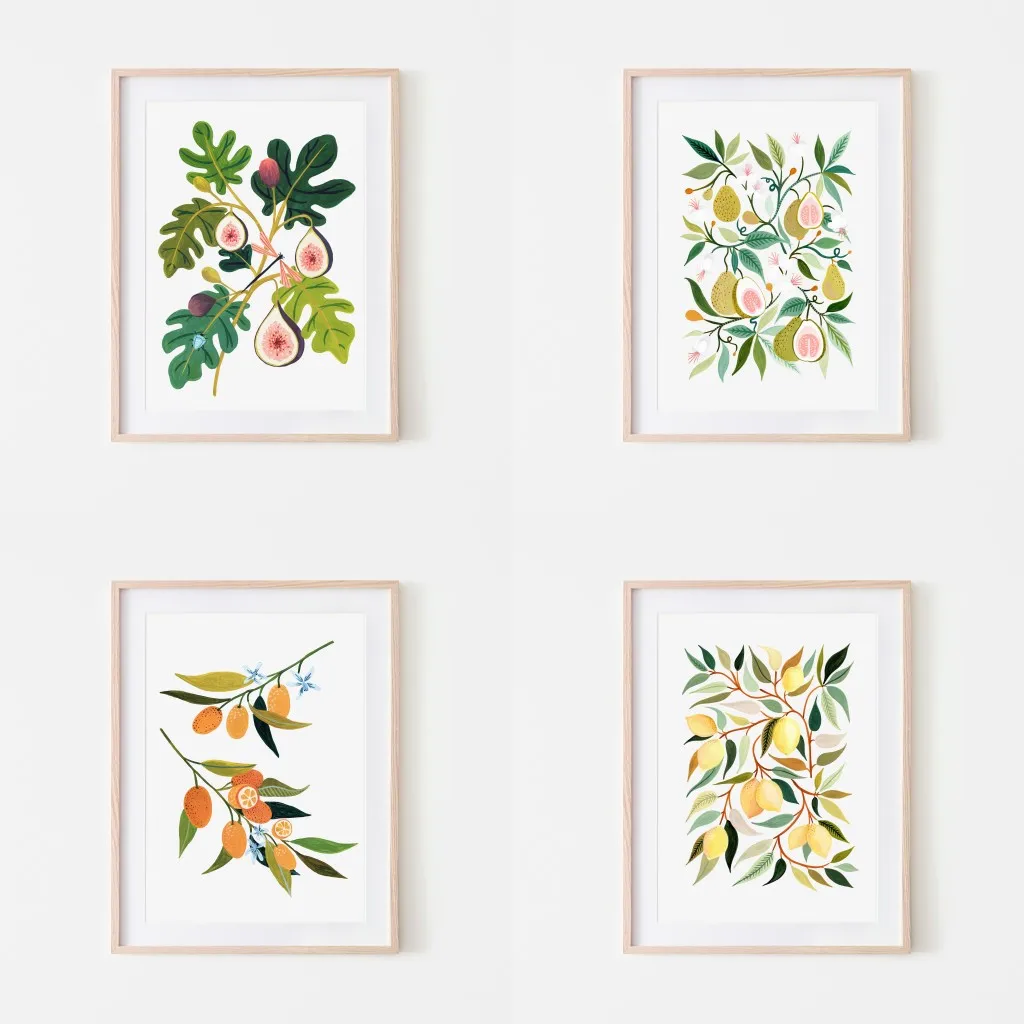Nature Botanical Art Print Edible Fruit Illustration Canvas Painting ...