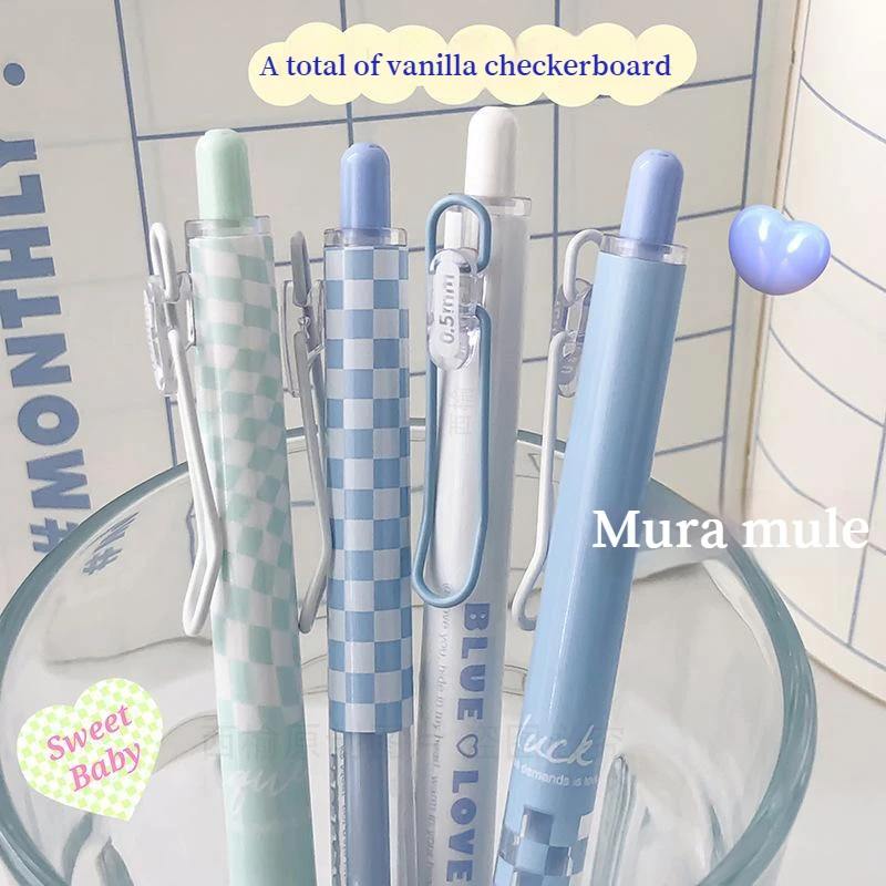 12-24-32pcs-Vanilla-Checkerboard-Press-Gel-Pen-St-de-secagem-r-pida-0-5 ...