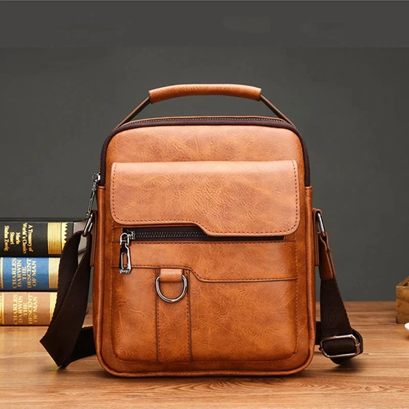2025 Summer New Vintage Men Crossbody Bag Leather Shoulder Bag For Men ...