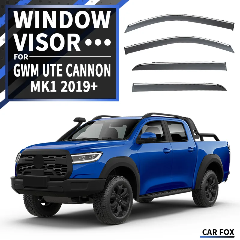 For-GWM-Ute-Cannon-2019-Plastic-Window-Visor-Vent-Shades-Sun-Rain ...