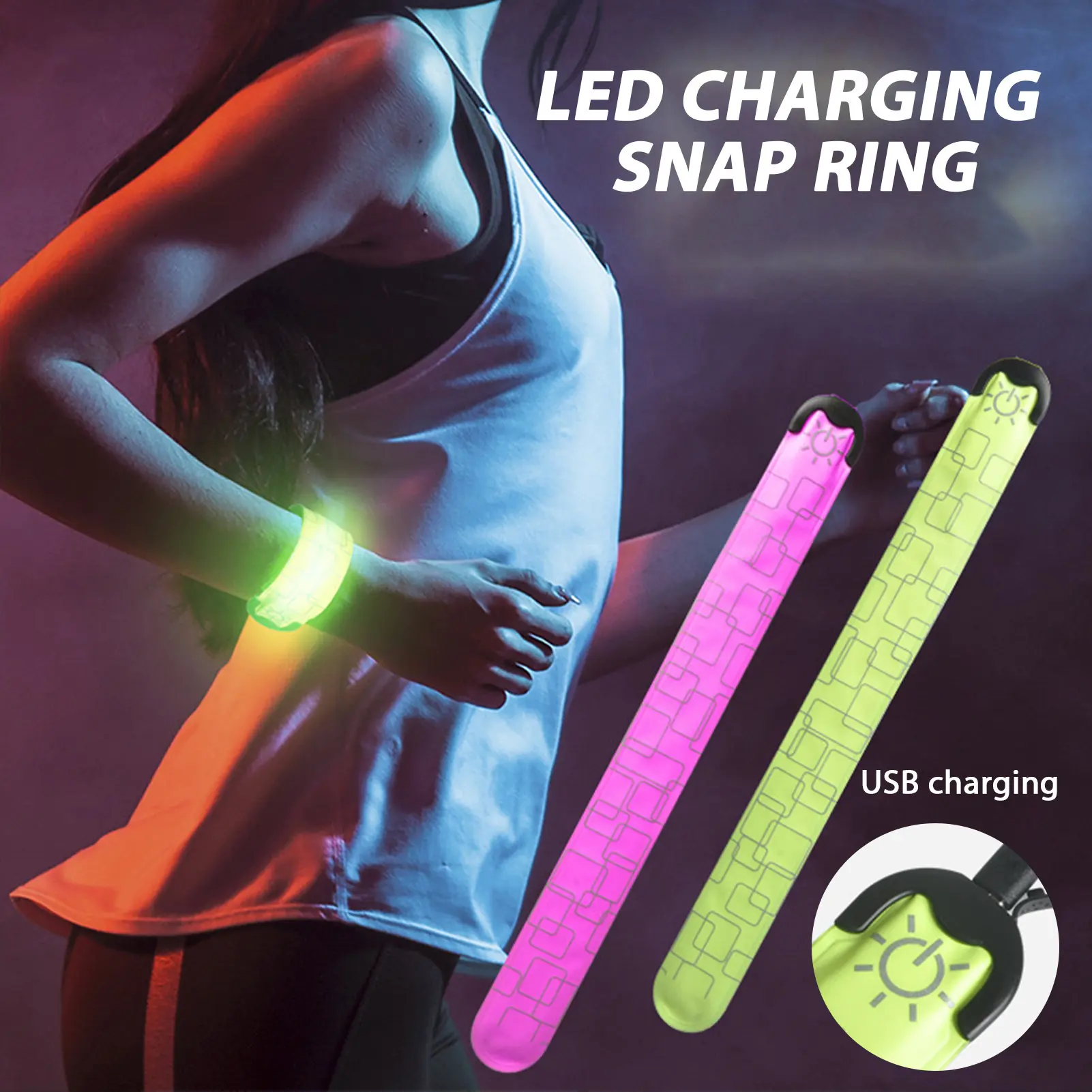 LED-Armband-Wrist-Band-USB-Rechargeable-Slap-Wristband-Glowing-Bracelet ...