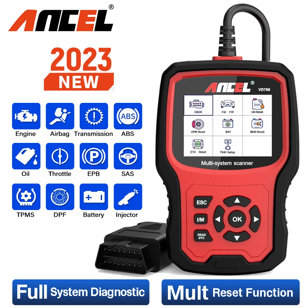 Ancel Vd700 Obd2 Automotive Scanner All System Diagnose Abs Epb Tpms ...